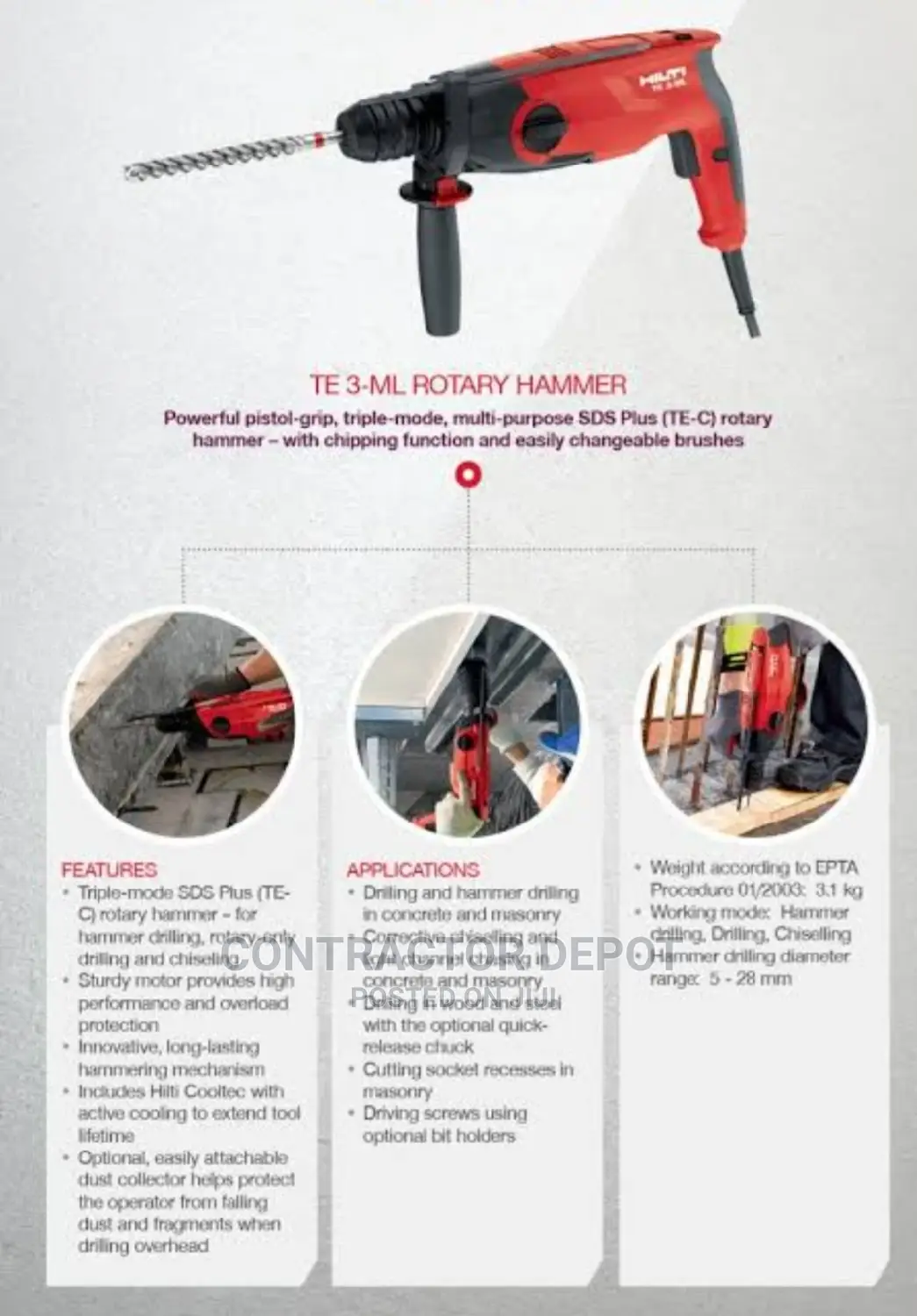 Corded Sds Plus Rotary Hammer Te 3 Ml In Lagos Island Eko