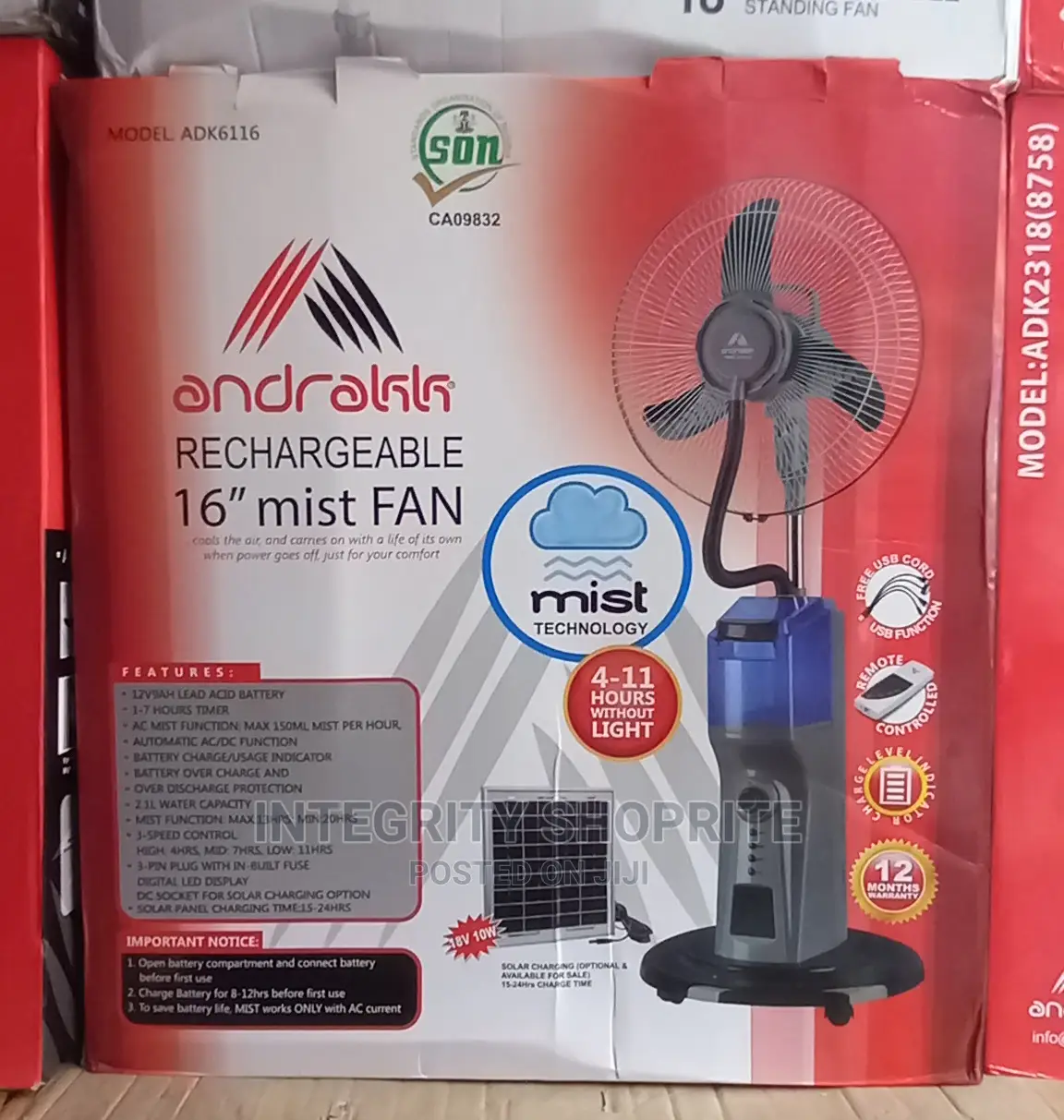 Andrakk Rechargeablewater Mist Fan With Remote Control in Lagos Island ...