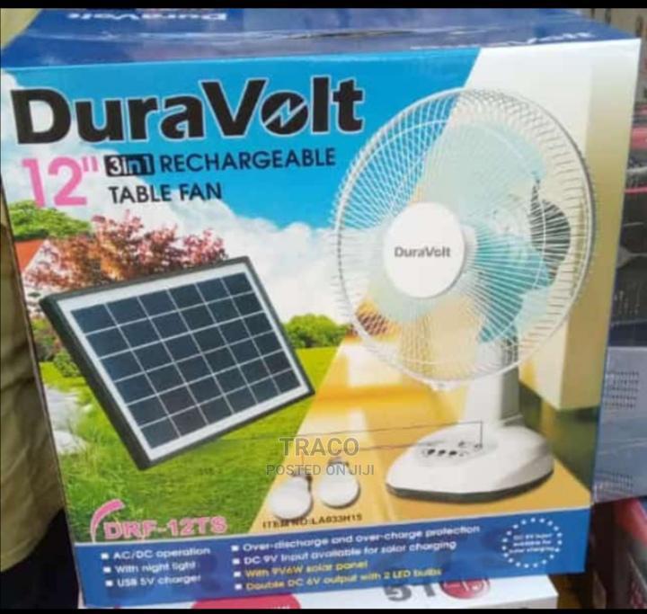 Duravolt Rechargeable Table Fan With Solar Panel in Ipaja - Home ...