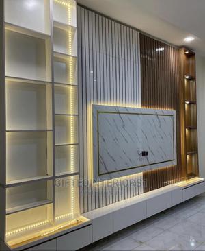 Tv Stand With Wall Cladding, Picturesframe Space LED Lights in Enugu ...