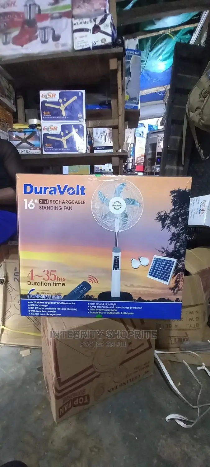 Duravolt 16 Inches 3 in 1 Rechargeable Fan With Solar in Lagos Island ...