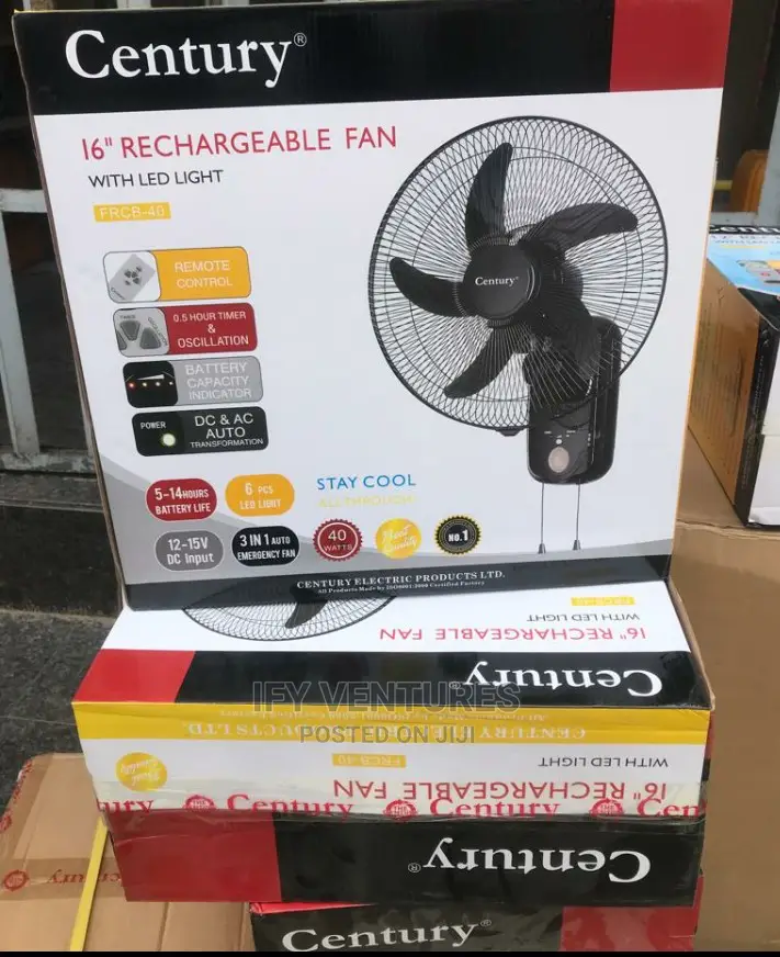 16" Century Wall Mount Rechargeable Fan With Four Blade in Ikotun ...