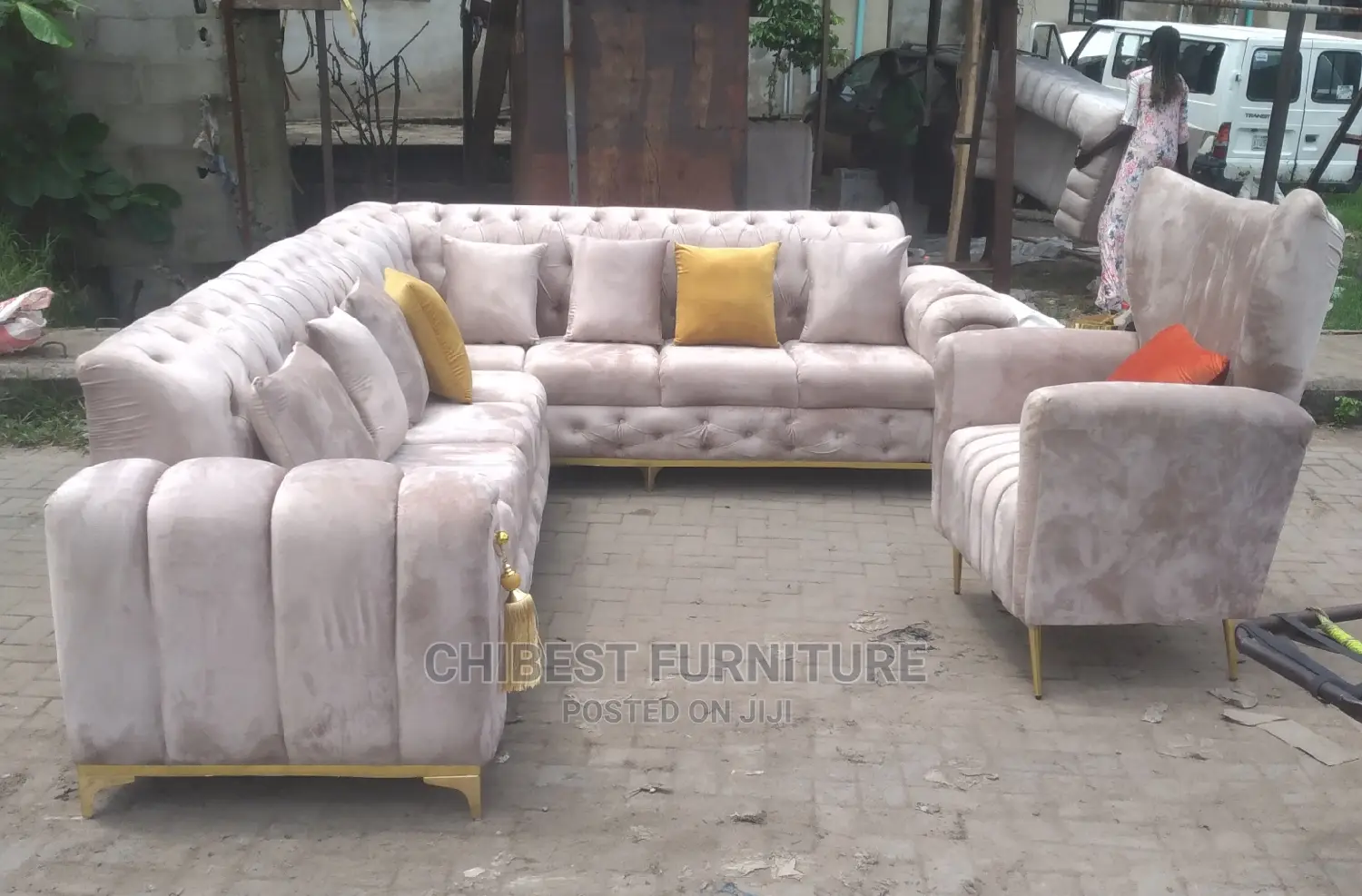 L-Shaped Upholstery Chair (7ftby7ft) With a Single Seater in Ojodu ...