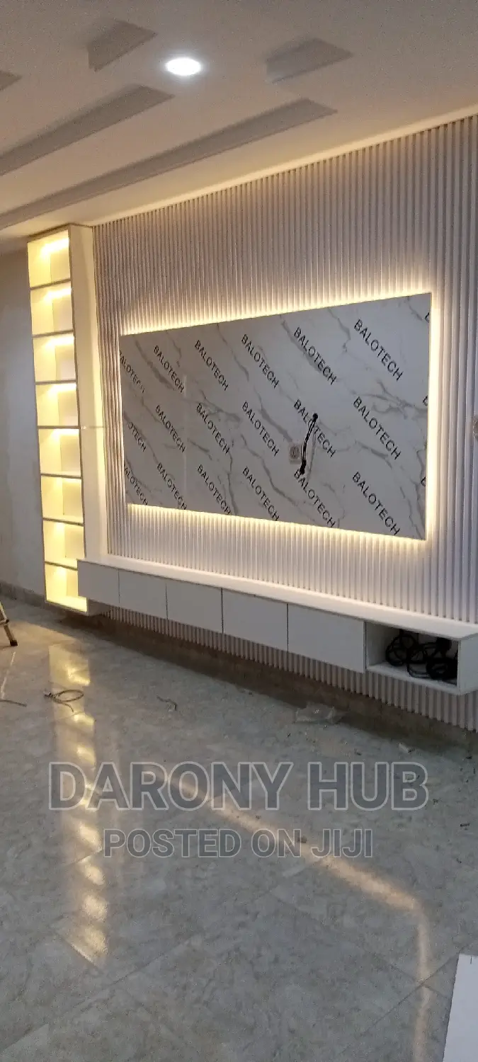 Custom Made Fluted Panel and TV Console With Led in Ikeja ...