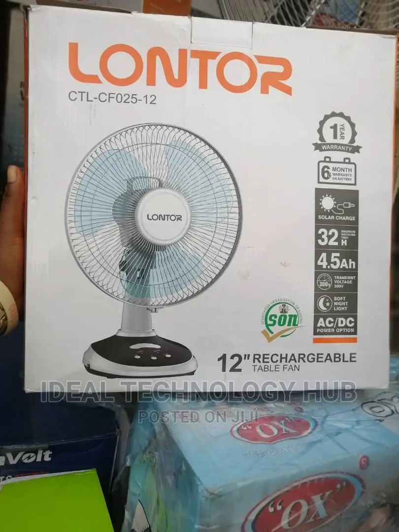 Lontor CTL Cf025 12 Inch Rechargeable Table Fan in Ikeja - Home ...