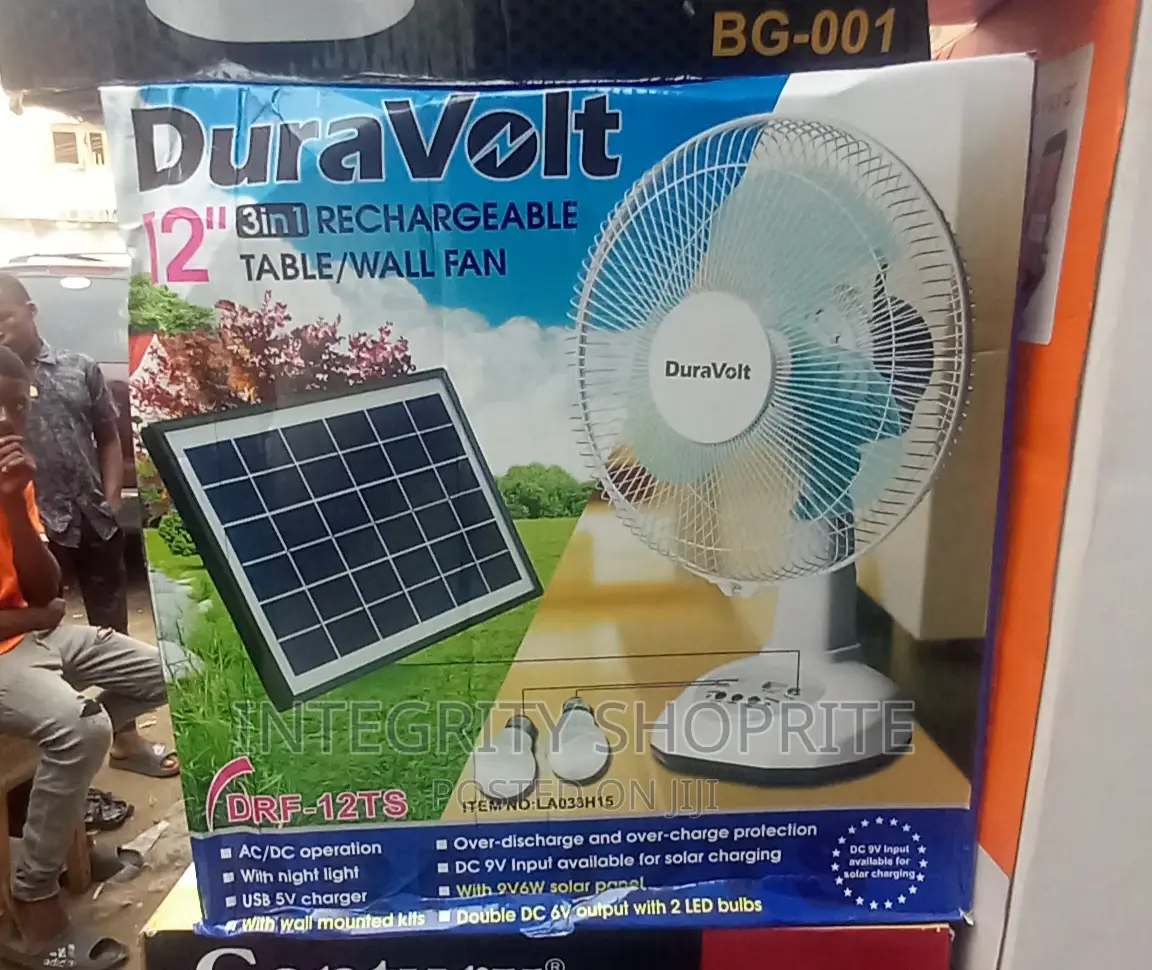 Duravolt Rechargeable Table Fan With Solar Panel in Lagos Island (Eko ...