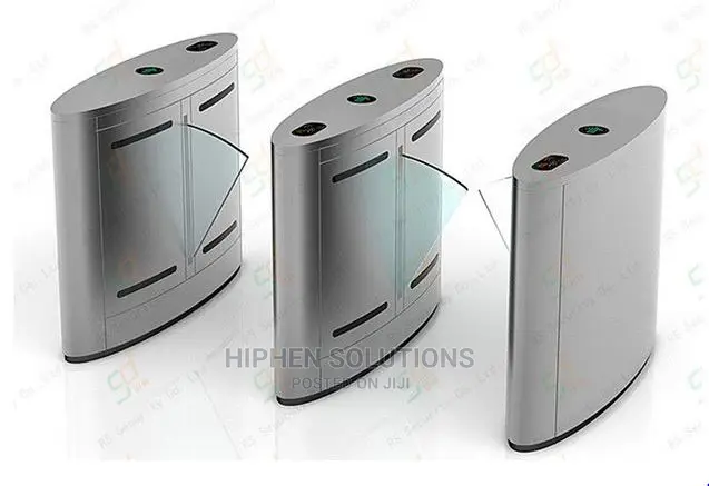 Access Control Flap Barrier Gate, Barcode RFID Reader Turnstile System ...