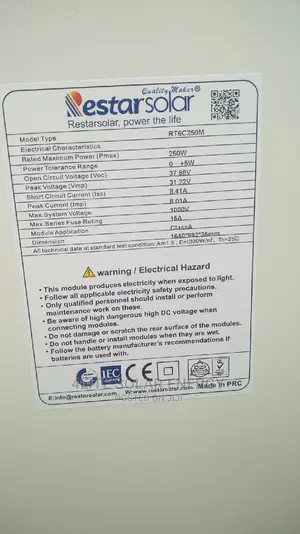 250watts Mono Restar Solar Panel in Lekki - Solar Energy, LITE Solar ...